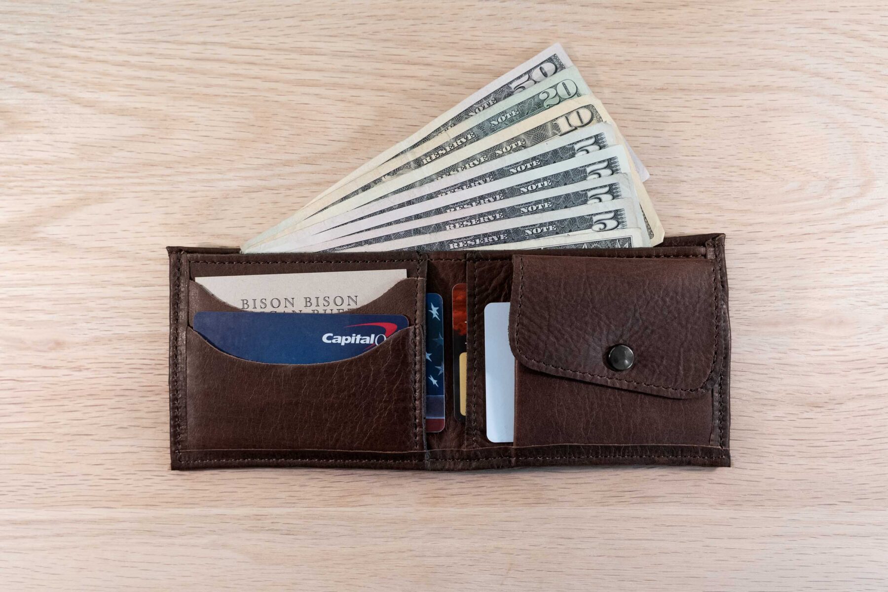 Leather Bifold Wallet With Coin Pocket | Buffalo Billfold Company