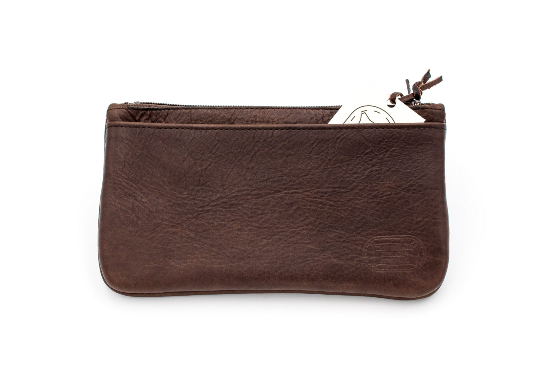 Large Leather Zipper Pouch – 10.5” Bison Travel Organizer