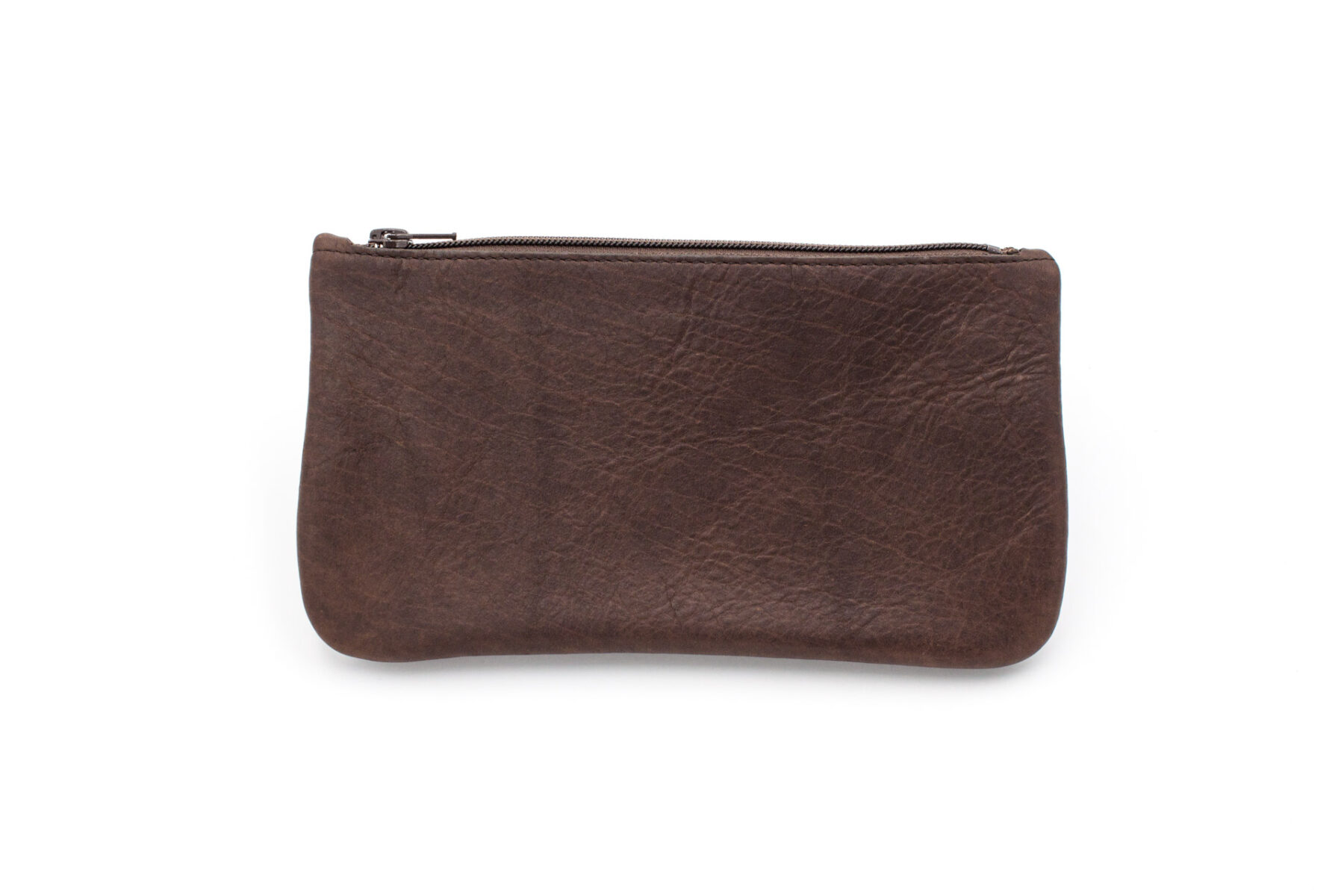 Large Leather Zipper Pouch – 10.5” Bison Travel Organizer