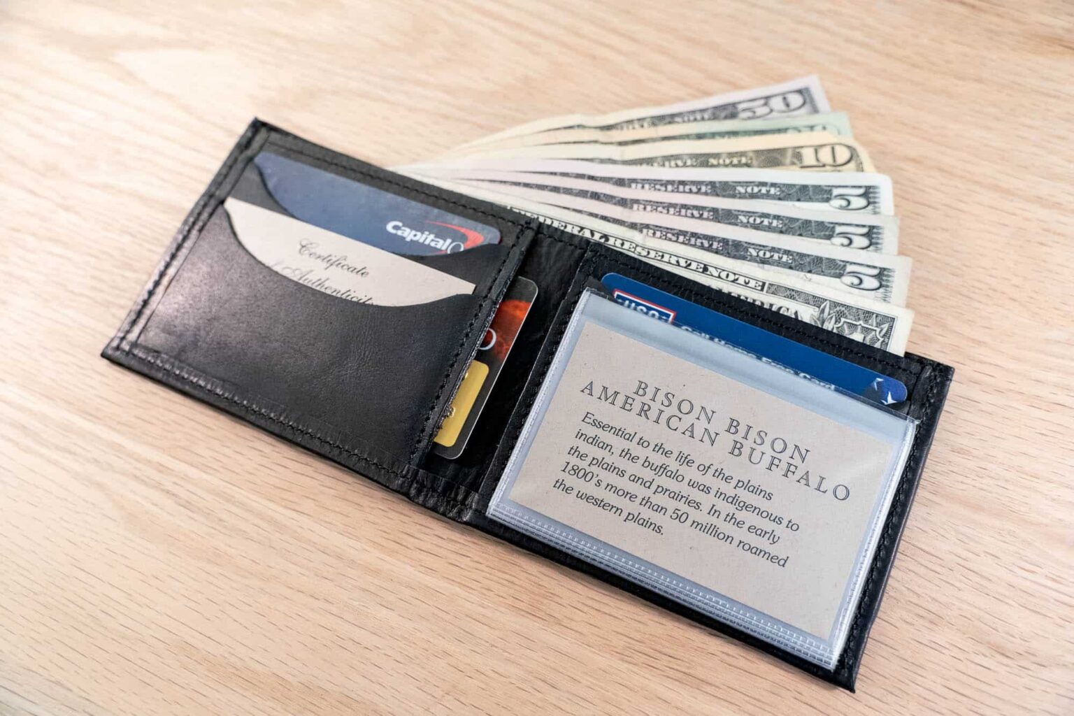 Buffalo Leather RFID Wallet - RFID Blocking Protection - Made In USA