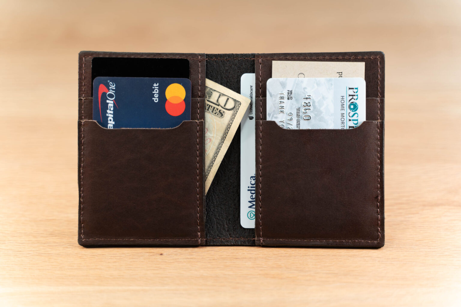Vertical Bifold Leather Wallet - Full Grain - Slim & Compact